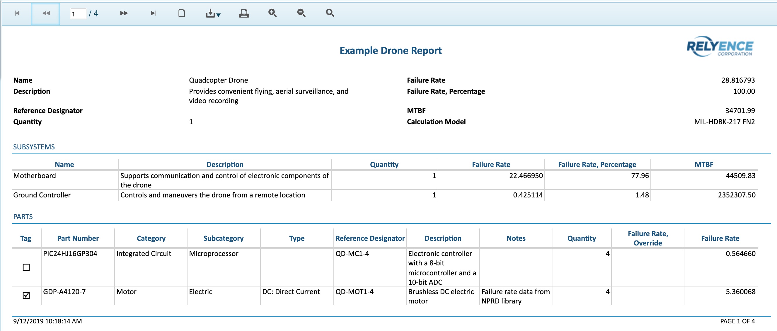 Generating Reliability Prediction Reports